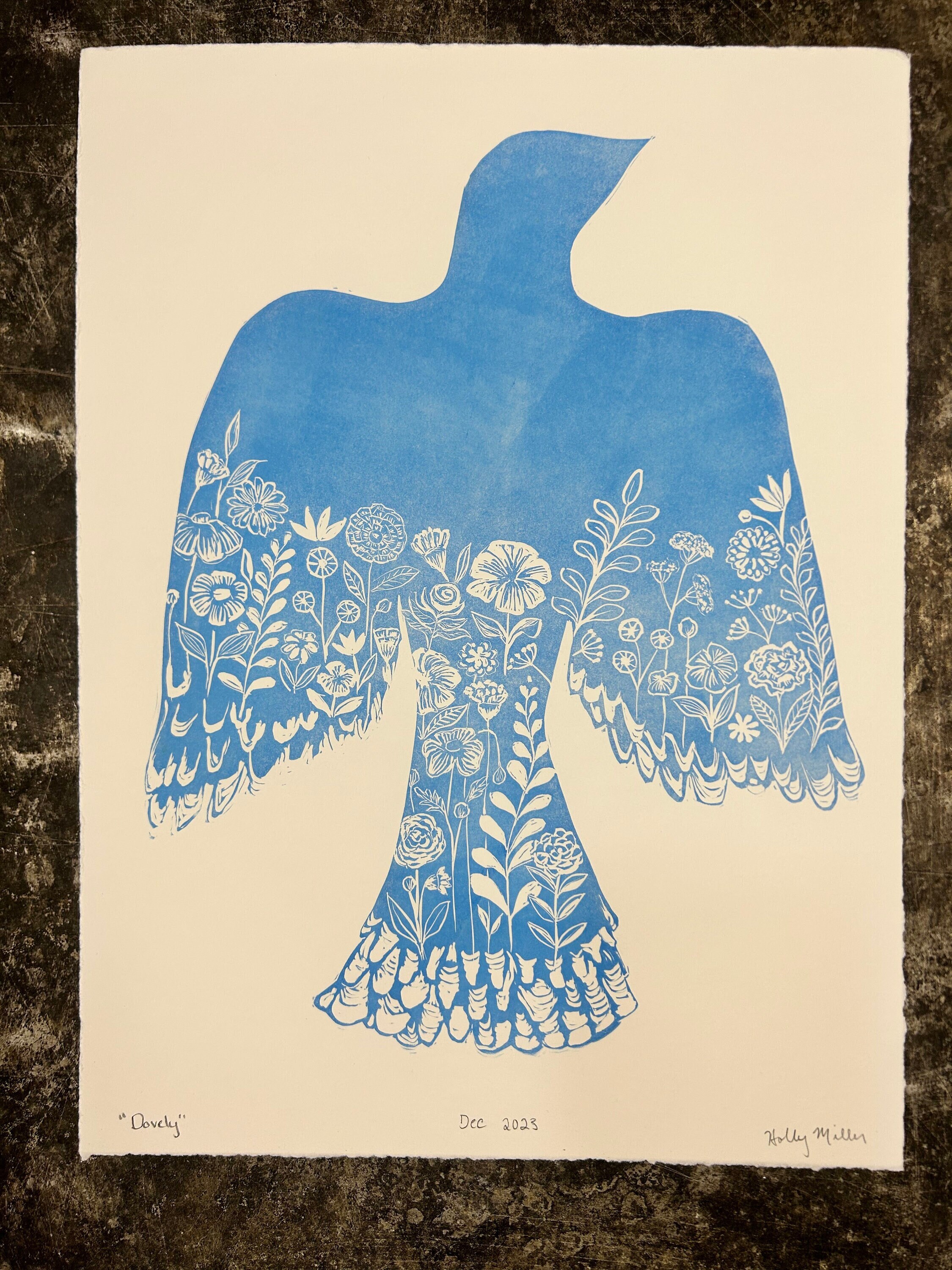 Dovely Linocut Print - Etsy