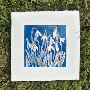 Original Snowdrop Linocut Print - Etsy