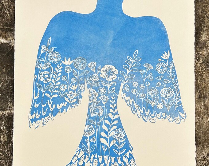 Dovely Linocut Print - Etsy