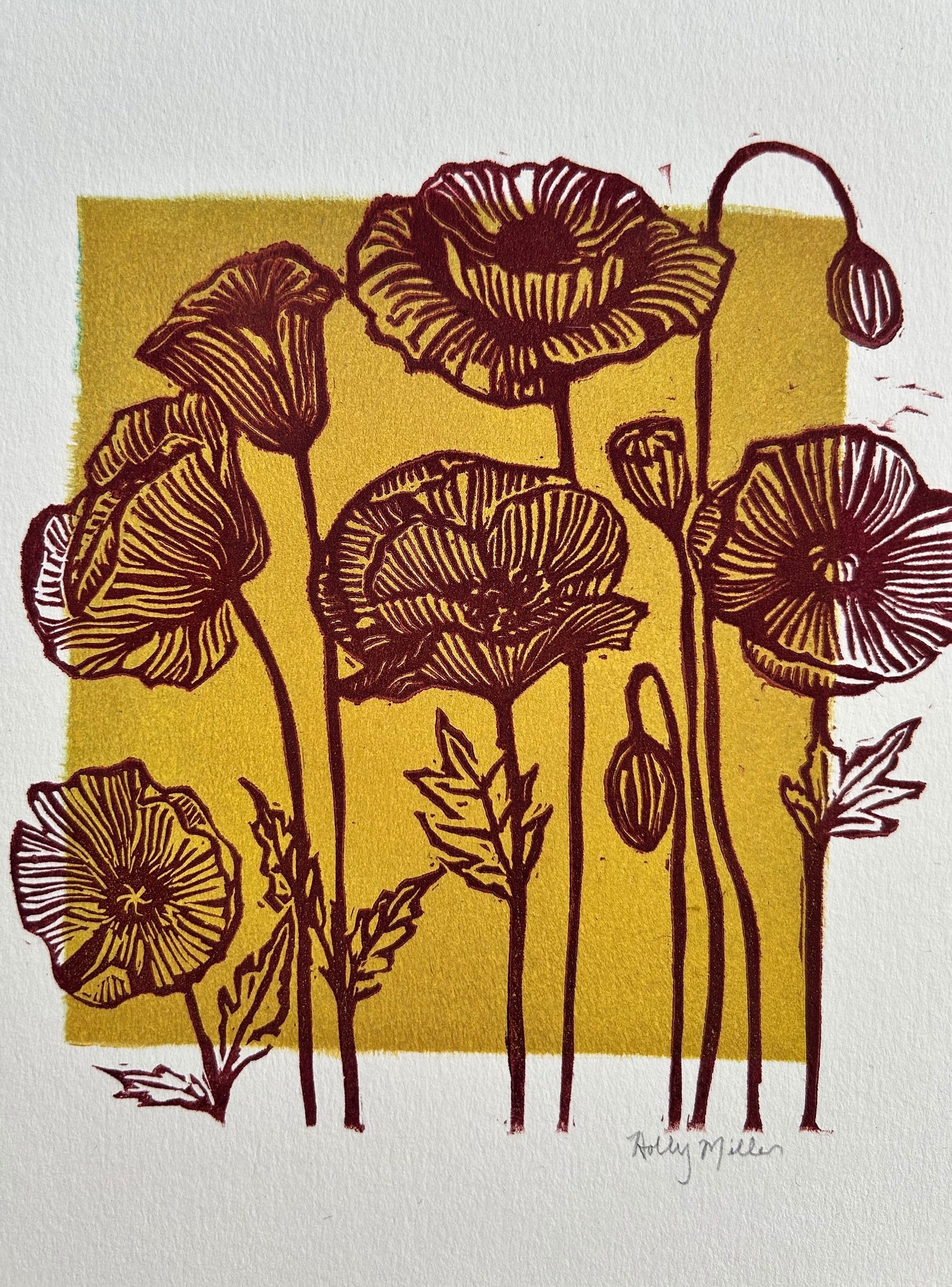 Poppy Linocut Print - Etsy