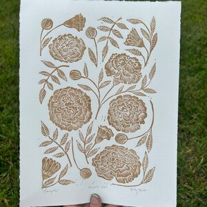 Marigold Linocut Print - Etsy