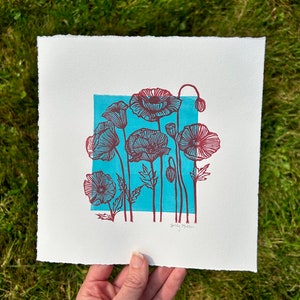 Poppy Linocut Print - Etsy