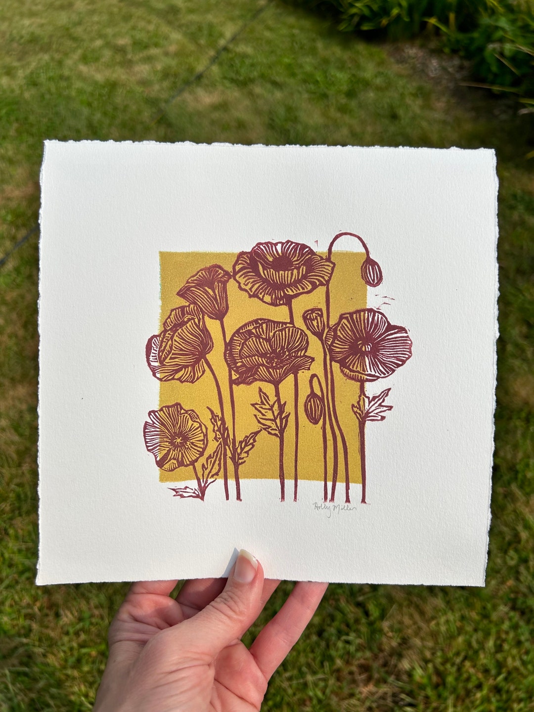 Poppy Linocut Print - Etsy Australia