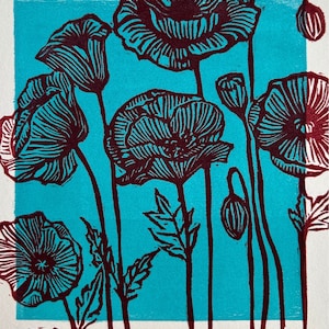 Poppy Linocut Print - Etsy