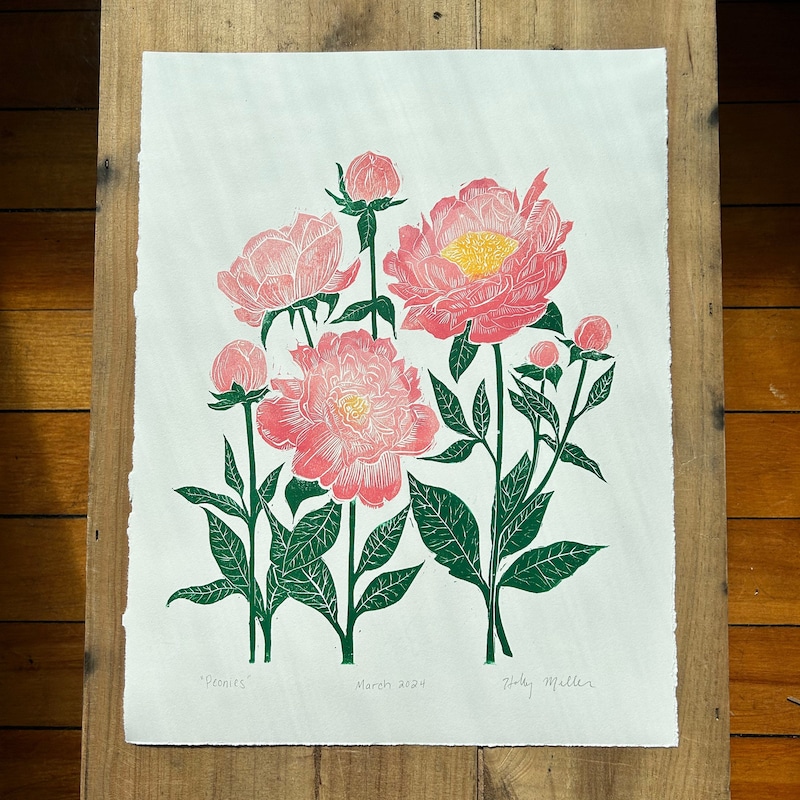 Flower Linocut - Etsy
