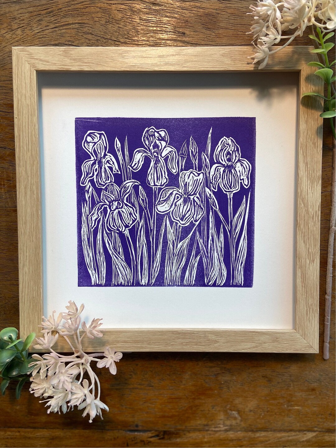 Iris Original Linocut Print - Etsy