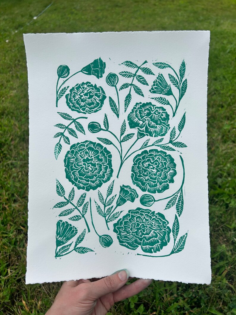 Marigold Linocut Print - Etsy