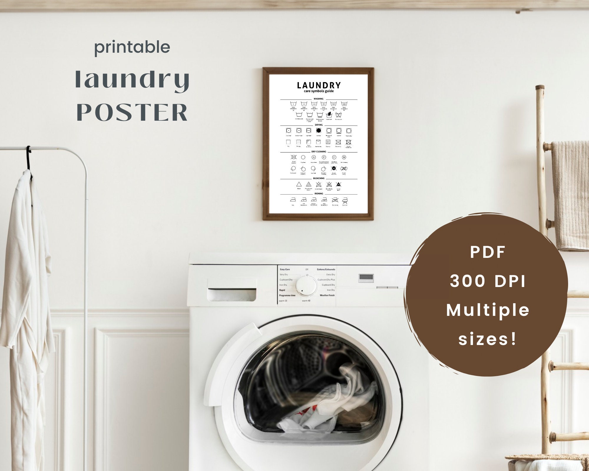 Laundry Symbols Guide | Educational Poster | Laundry Room Decor ...