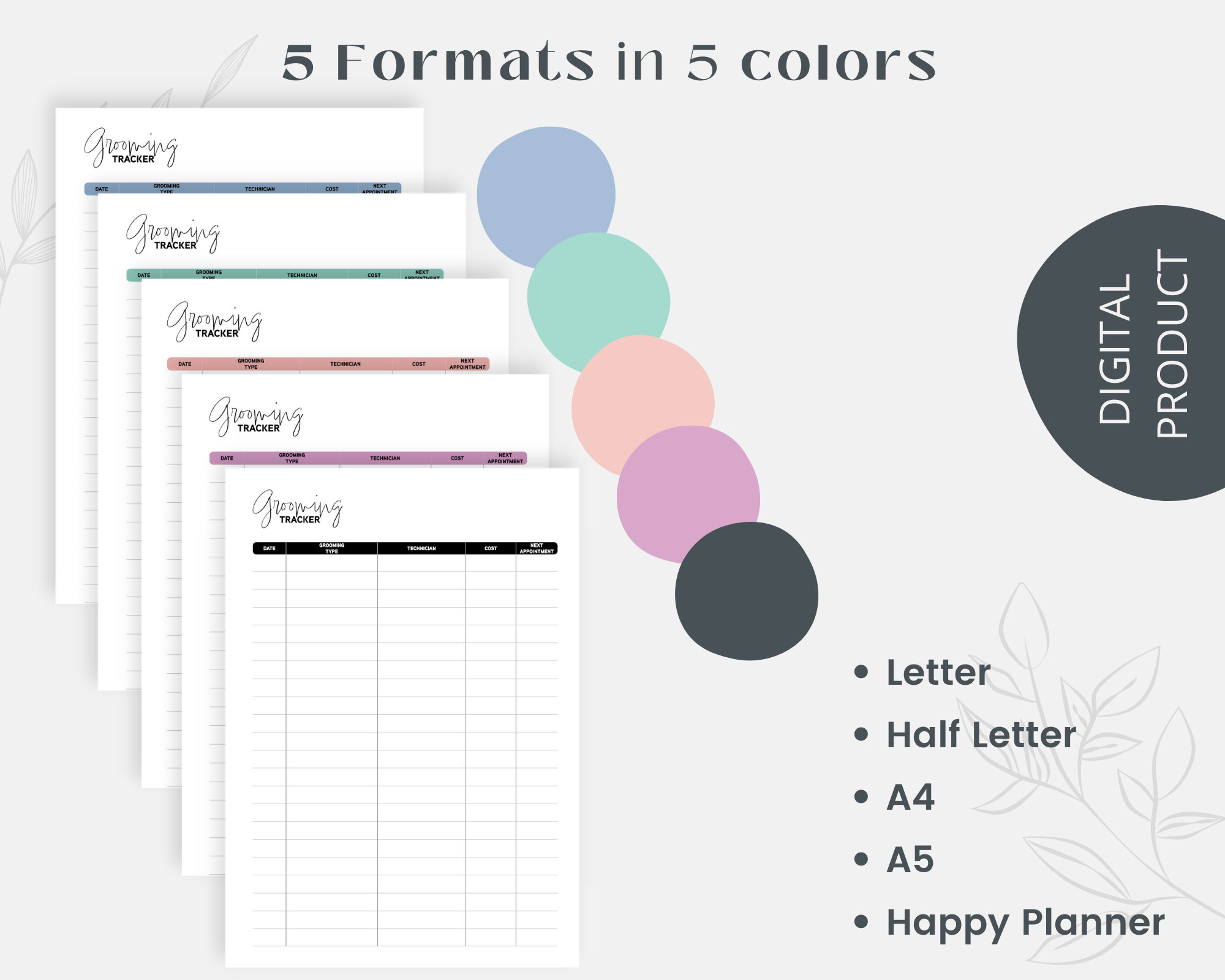 Printable Grooming Tracker Grooming Log Pet Grooming Schedule Printable ...