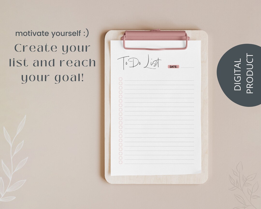 Printable to Do List Daily List Goals to Do List Motivation Goal ...