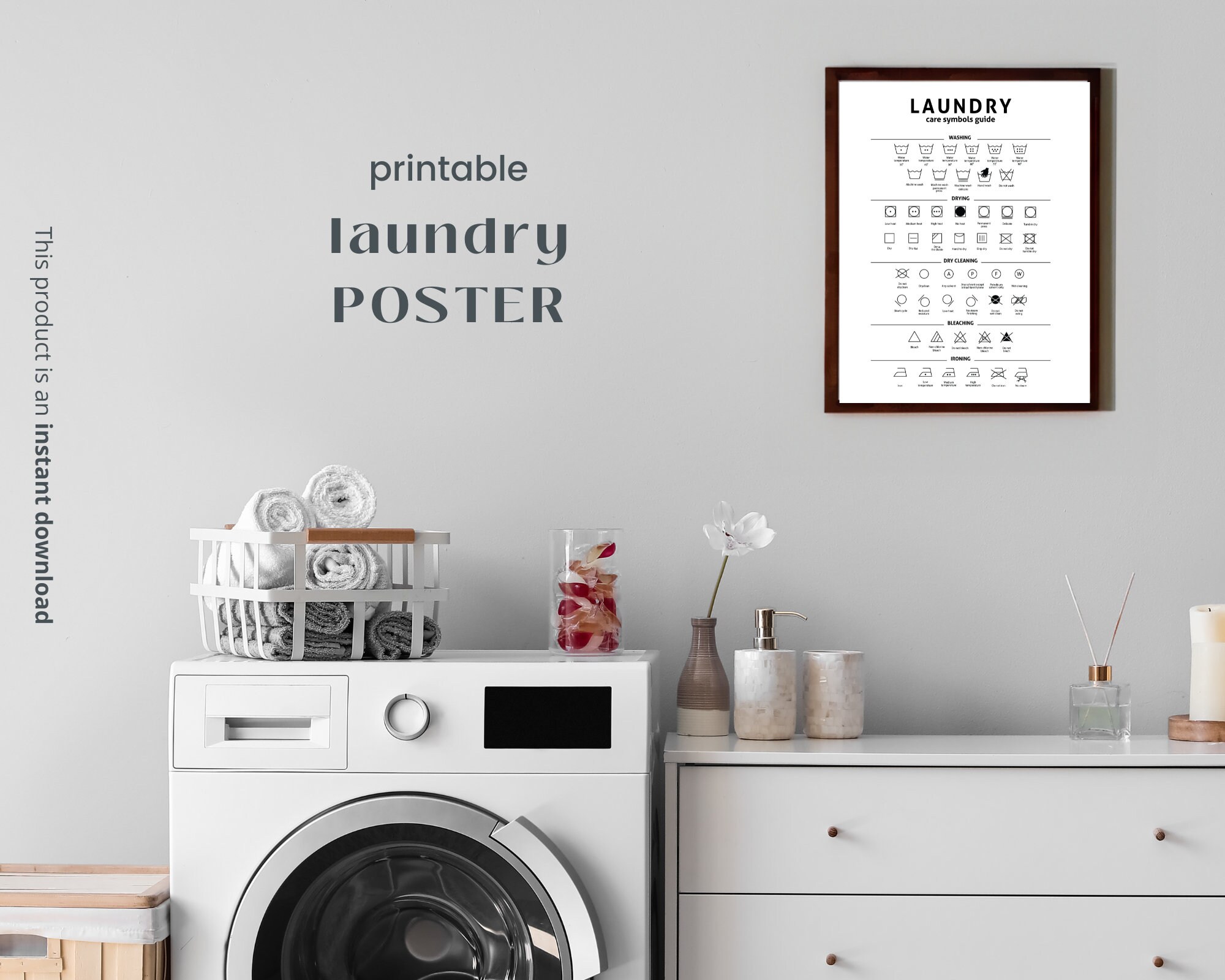 Laundry Symbols Guide | Educational Poster | Laundry Room Decor ...