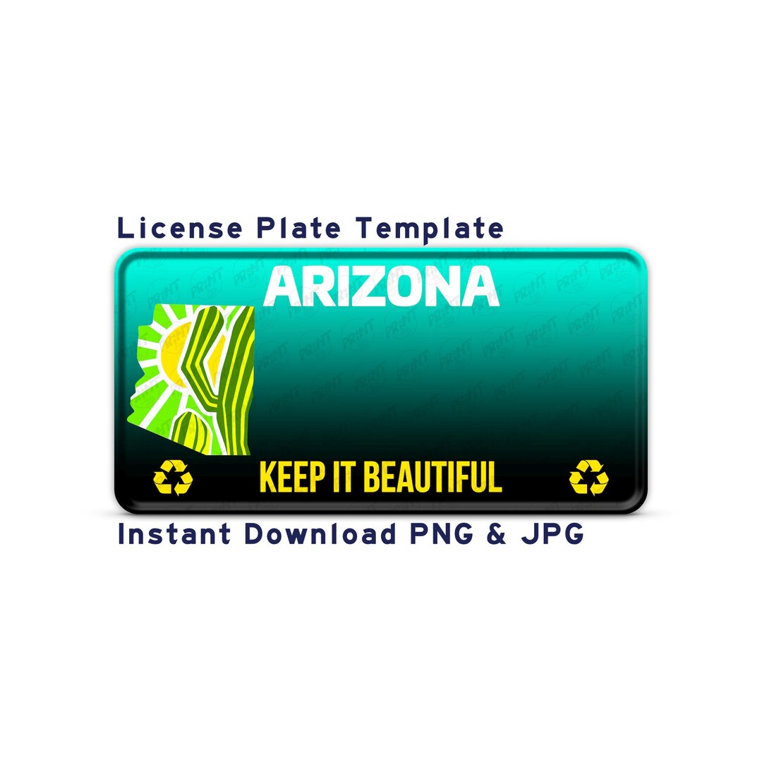 ARIZONA Custom License Plate PNG Digital Download, Custom Vanity Plate ...