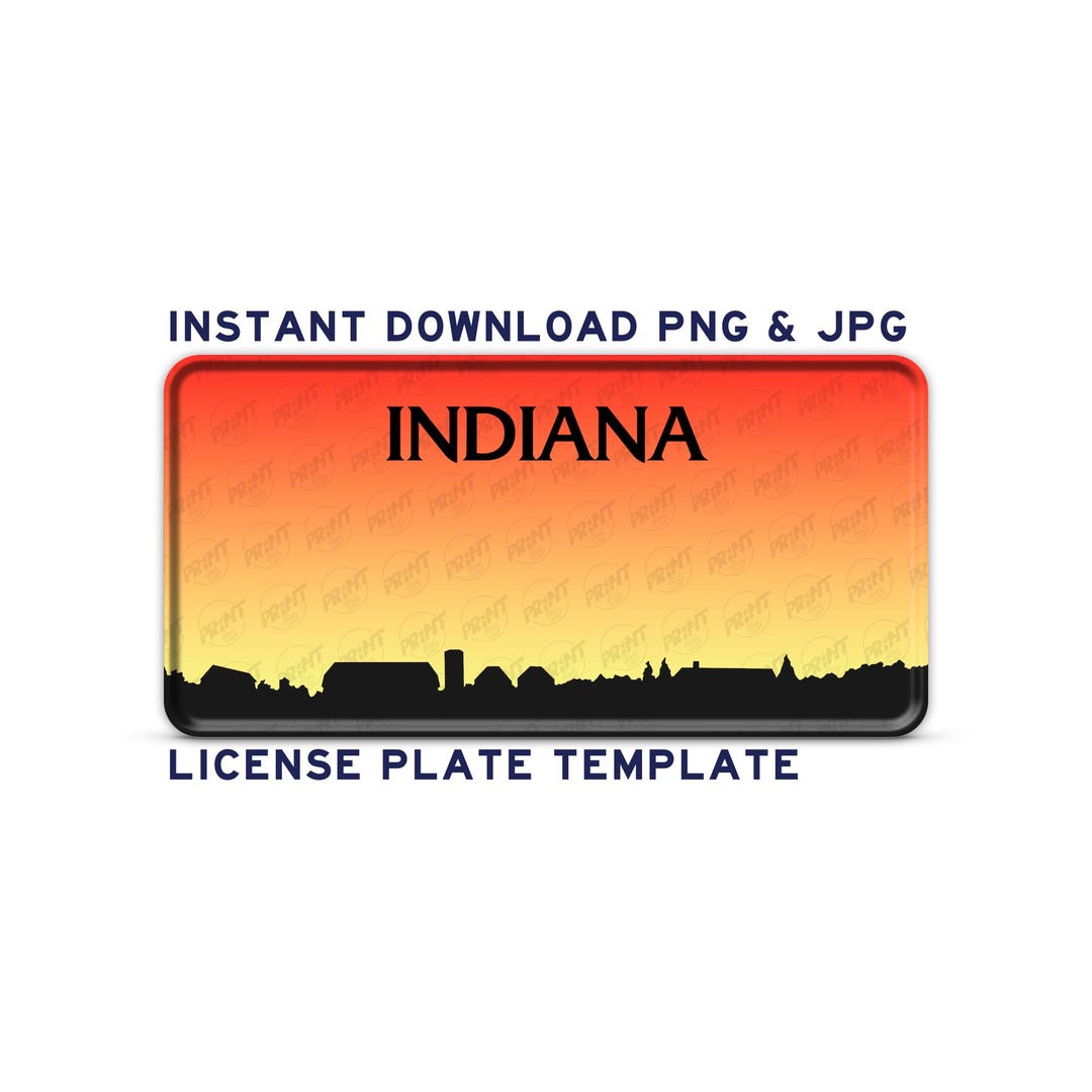 INDIANA Custom License Plate PNG Digital Download – Printable Wall Art ...