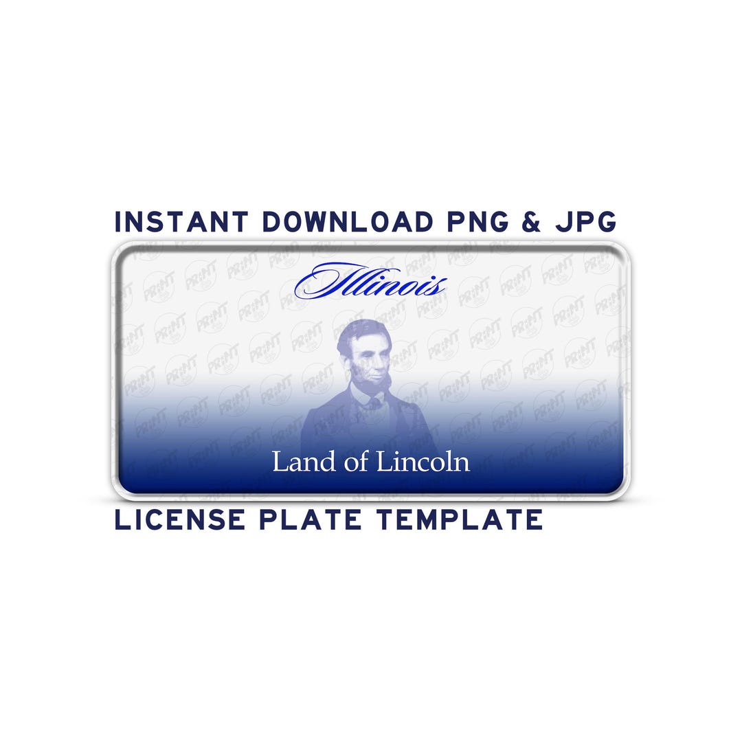 ILLINOIS Custom License Plate PNG Digital Download – Name Sticker ...