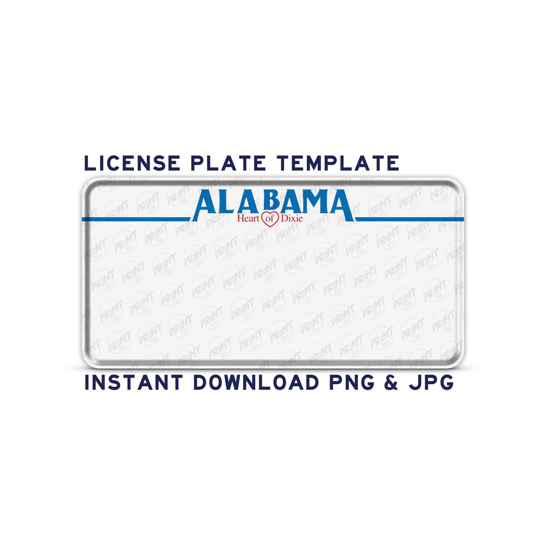 ALABAMA Custom License Plate PNG Digital Download, Name Sticker ...