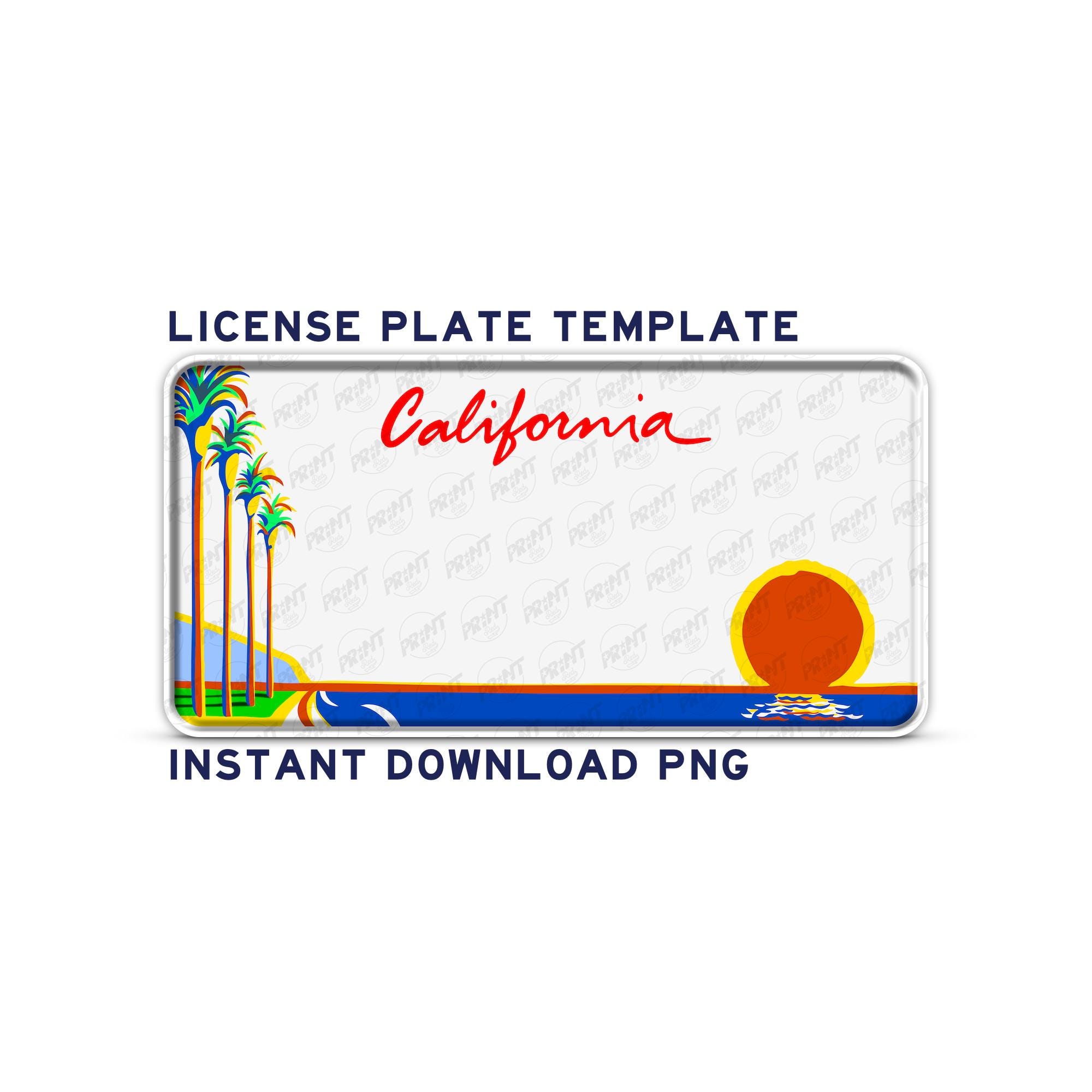 CALIFORNIA Custom License Plate PNG Digital Download – Front Plate PNG ...