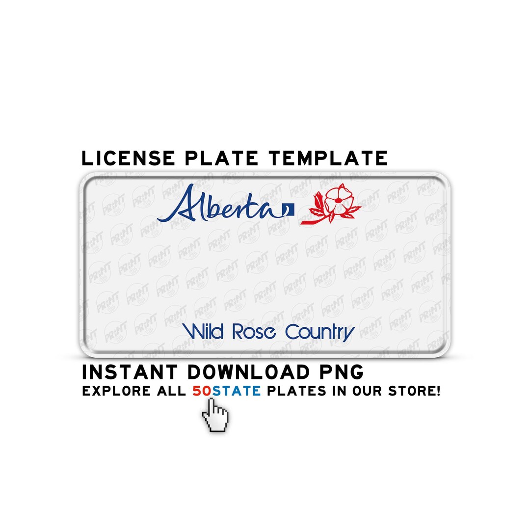 ALBERTA Custom License Plate Template PNG Digital Download - Etsy