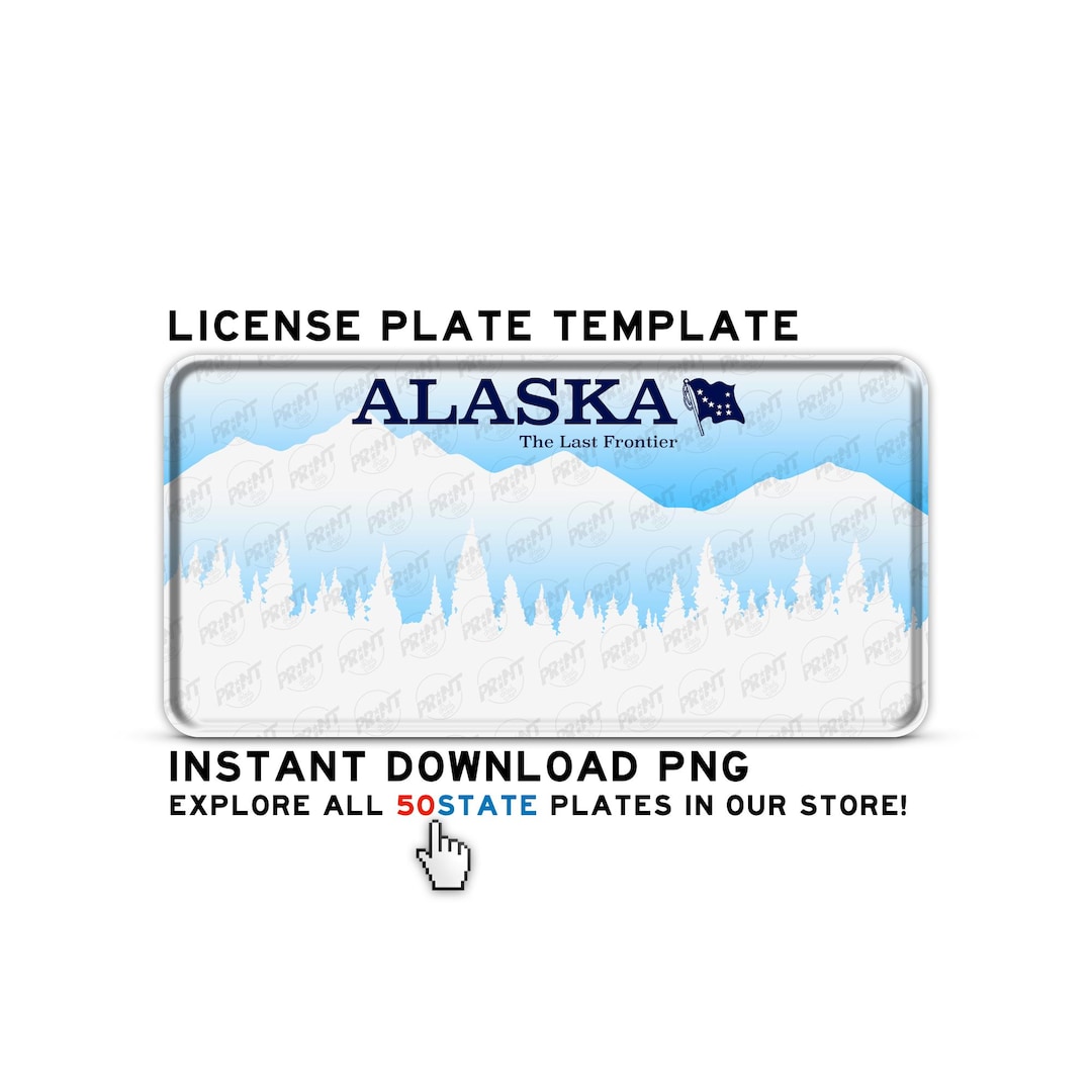 ALASKA AK License Plate PNG Template: Mountain Landscape Design - Etsy