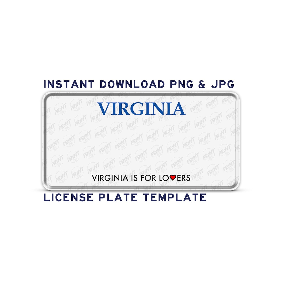 VIRGINIA Custom License Plate PNG Digital Download – Printable Wall Art ...