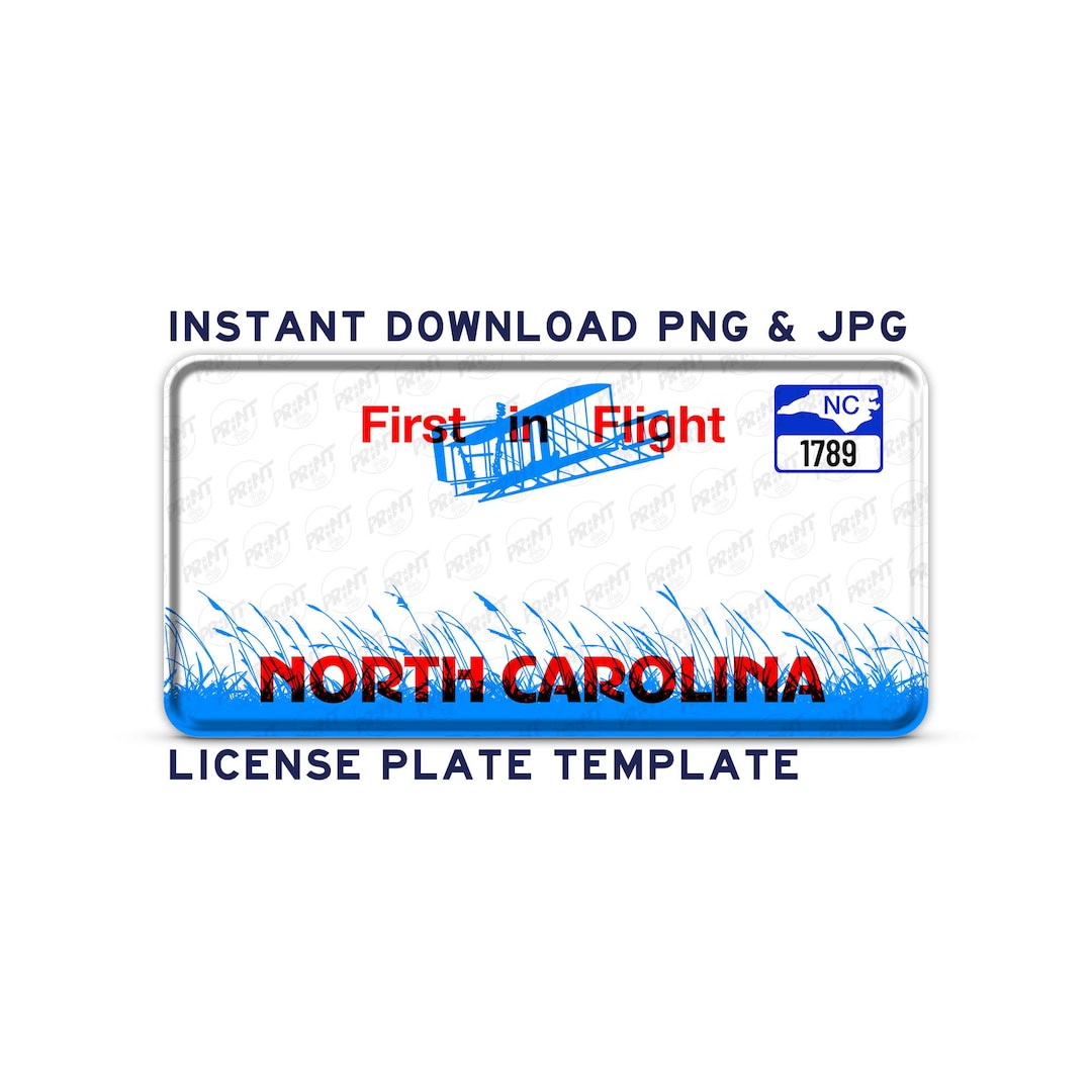 NORTH CAROLINA License Plate Digital Download, Custom Plate Printable ...
