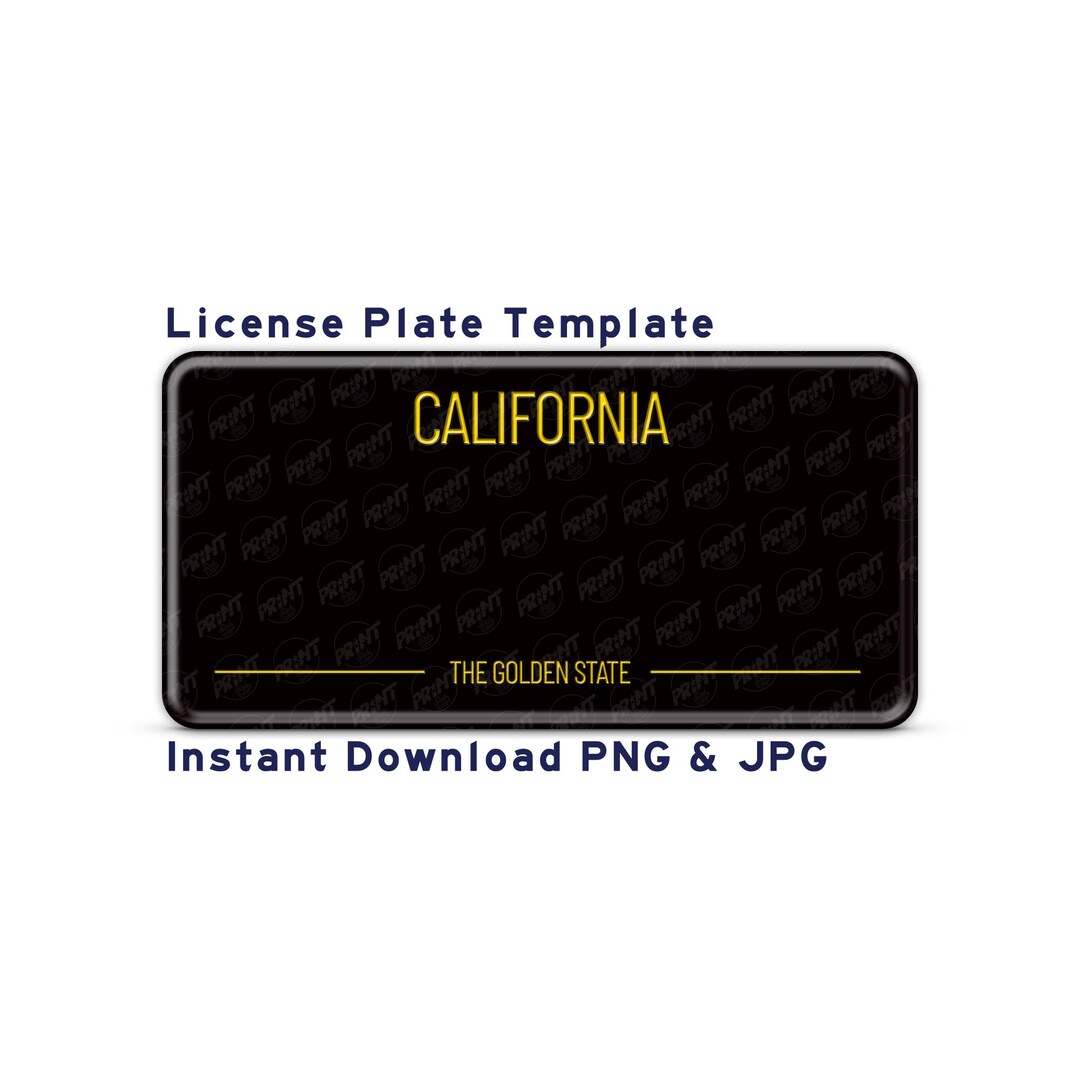 CALIFORNIA Custom License Plate Digital Download, Registration Plate ...
