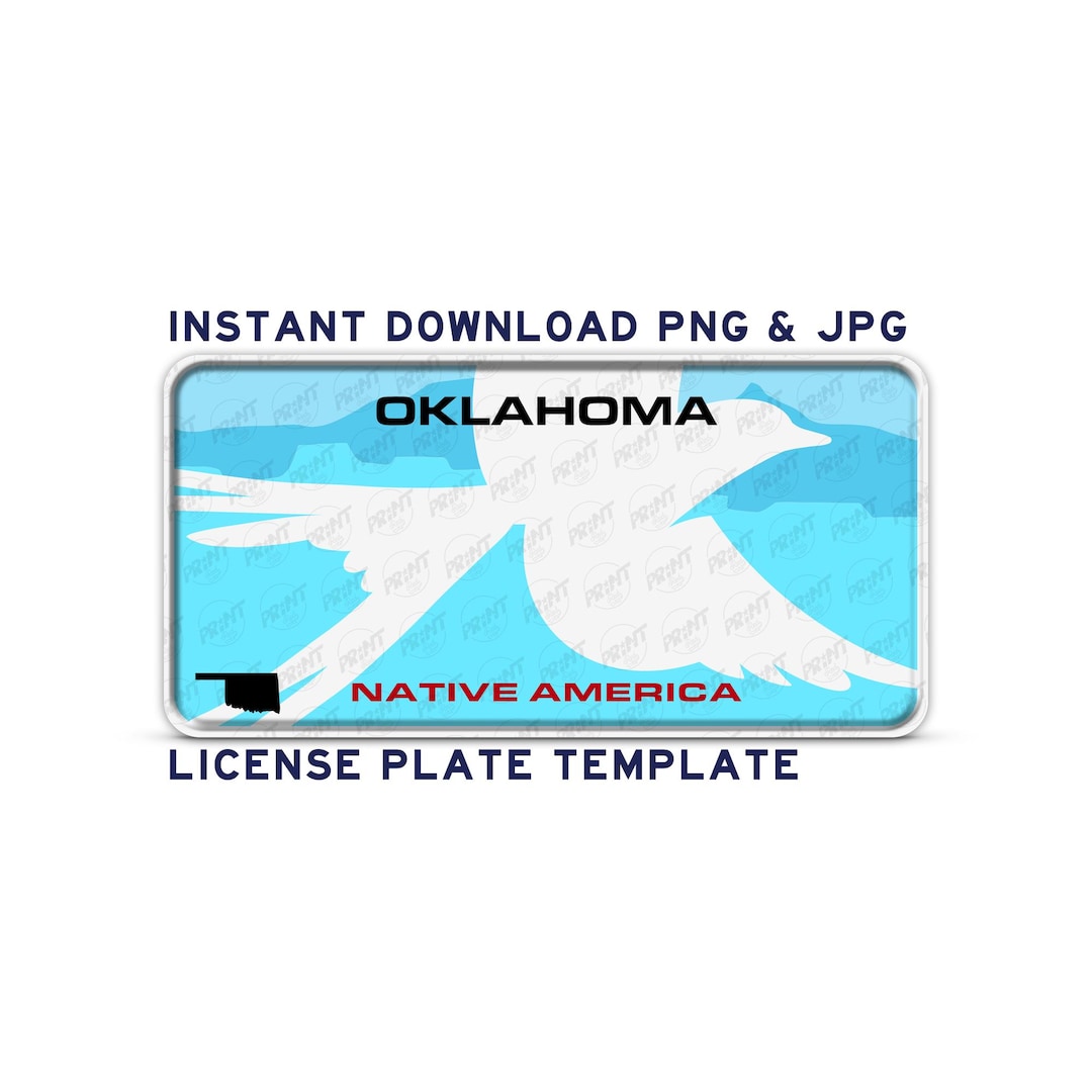 OKLAHOMA Custom License Plate Digital Download, Printable Vanity Plate ...