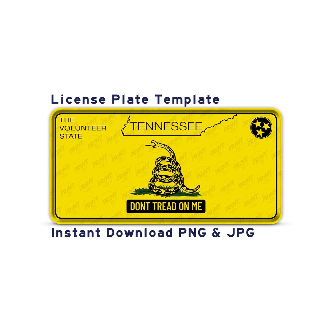 Dont Tread on Me TENNESSEE Gadsden Flag Custom License Plate PNG ...