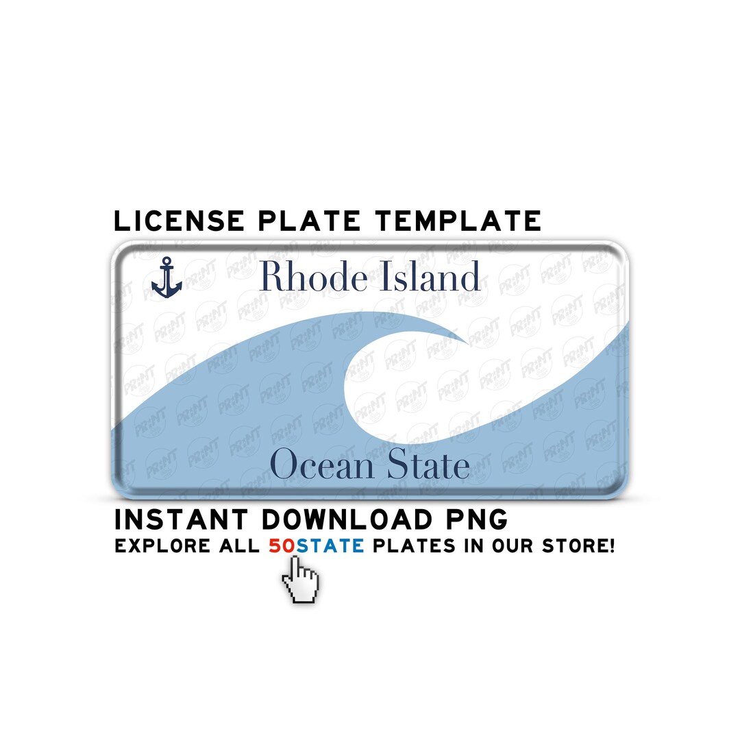 RHODE ISLAND RI Drivers License Plate Png Template - Digital Download ...