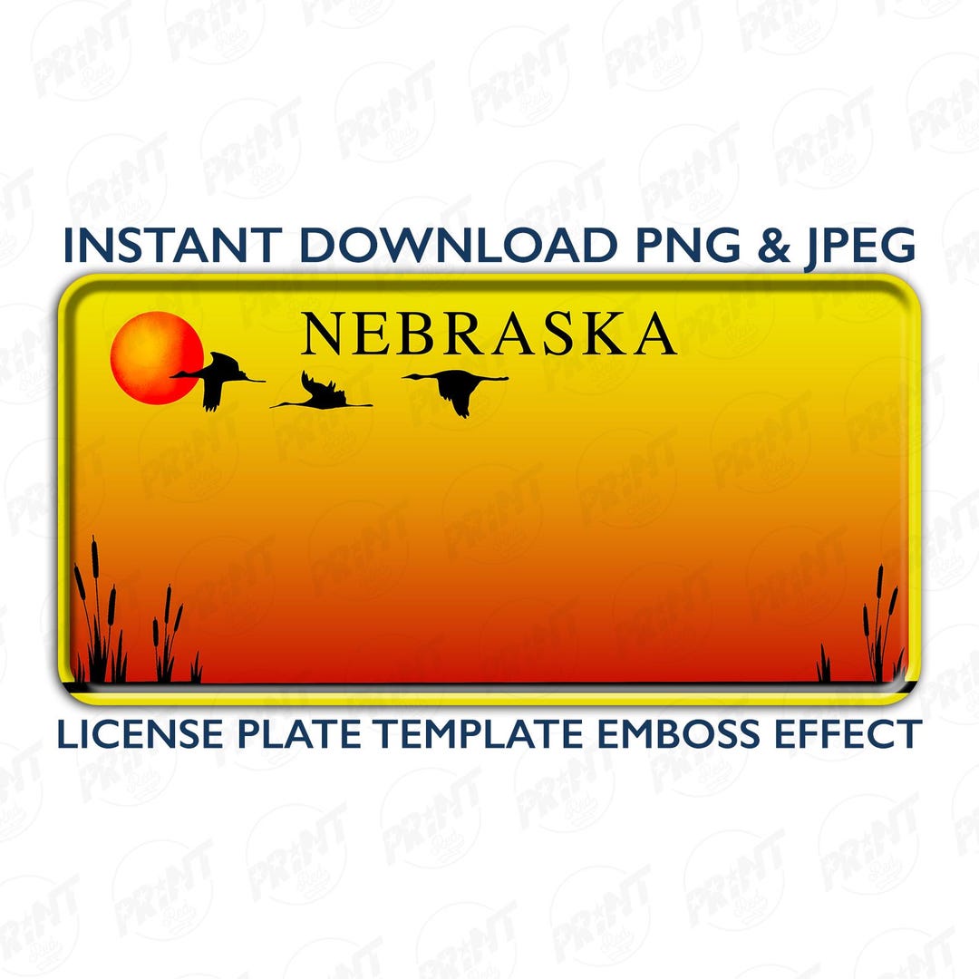 NEBRASKA License Plate Digital Download, Sublimation Printing Resizable Design Template PNG ...
