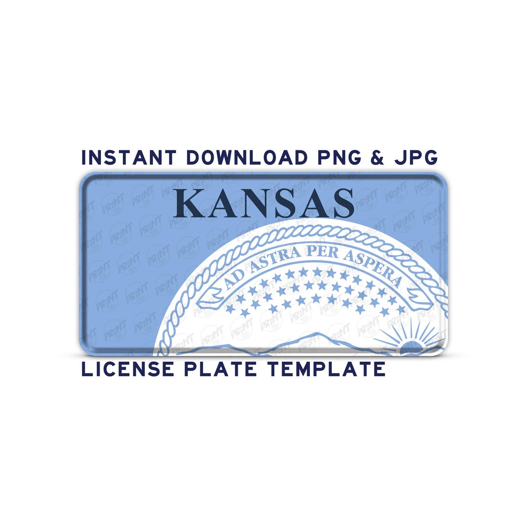 KANSAS Custom License Plate PNG Digital Download – Printable Stickers ...