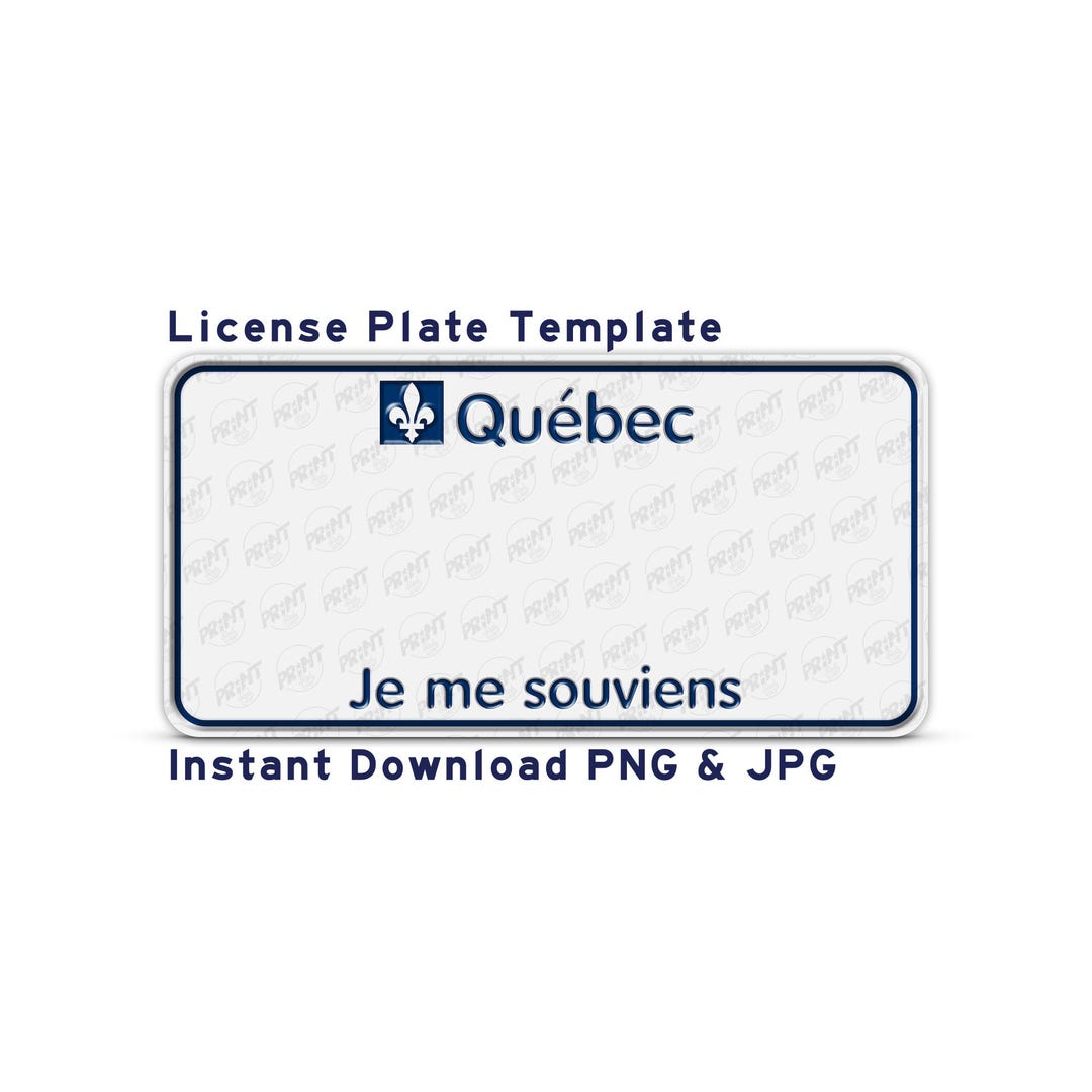 QUEBEC License Plate Digital Download, Custom Vanity Plate Printable ...