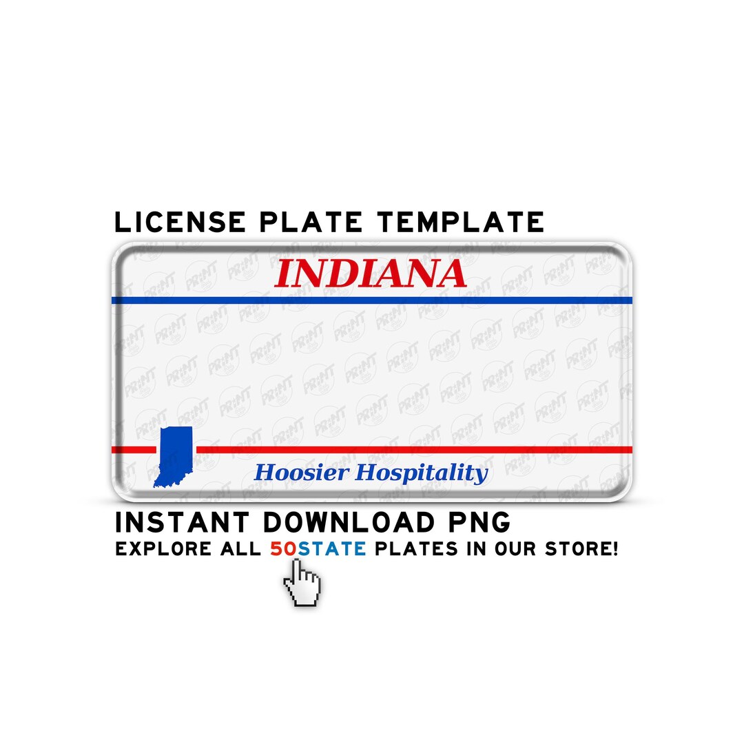 INDIANA Custom License Plate PNG Digital Download – Luggage Sticker ...