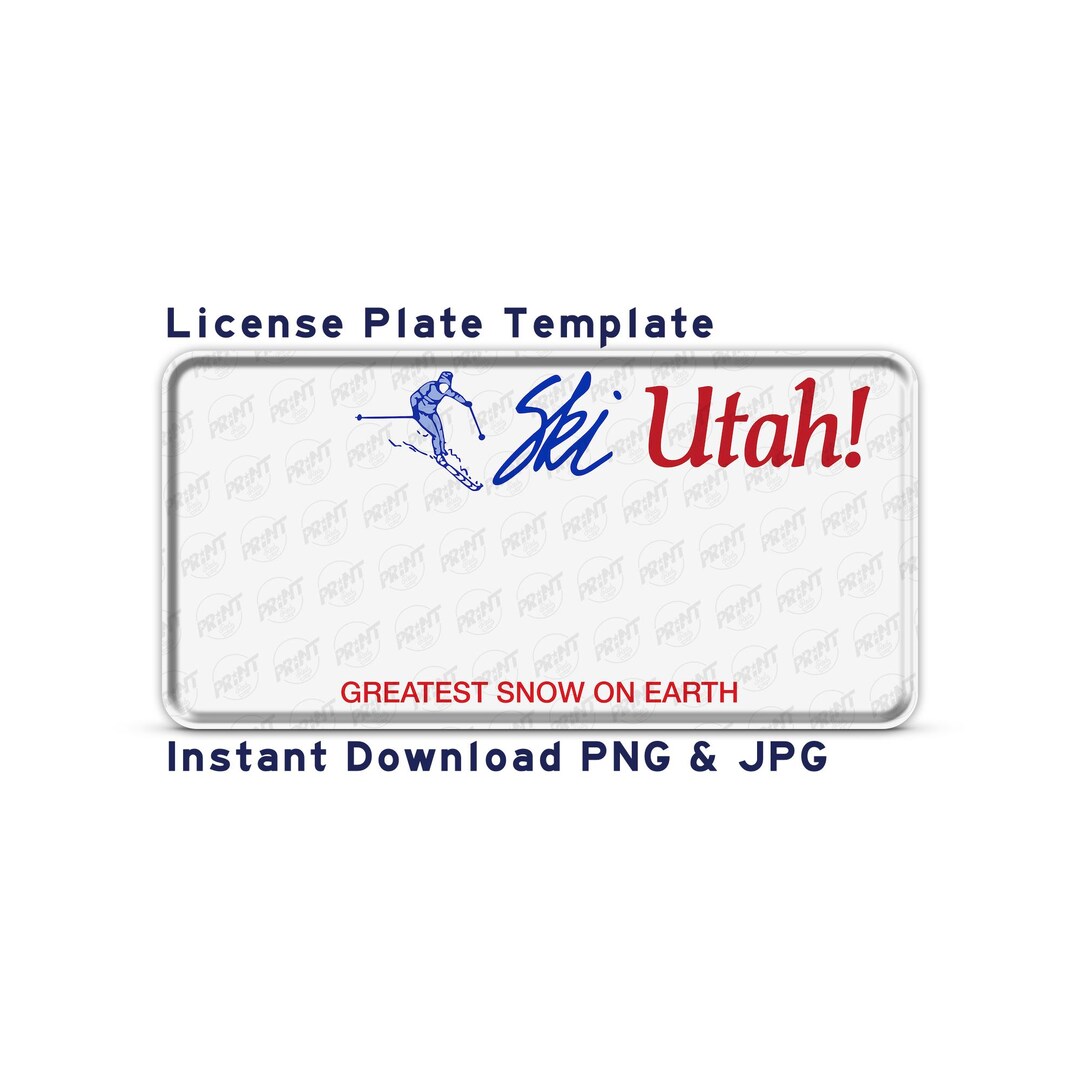 UTAH Custom License Plate Digital Download, Custom Vanity Plate ...