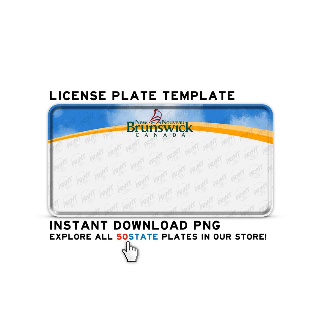 NEW BRUNSWICK NB License Plate Template: Custom Wall Art (png Digital ...