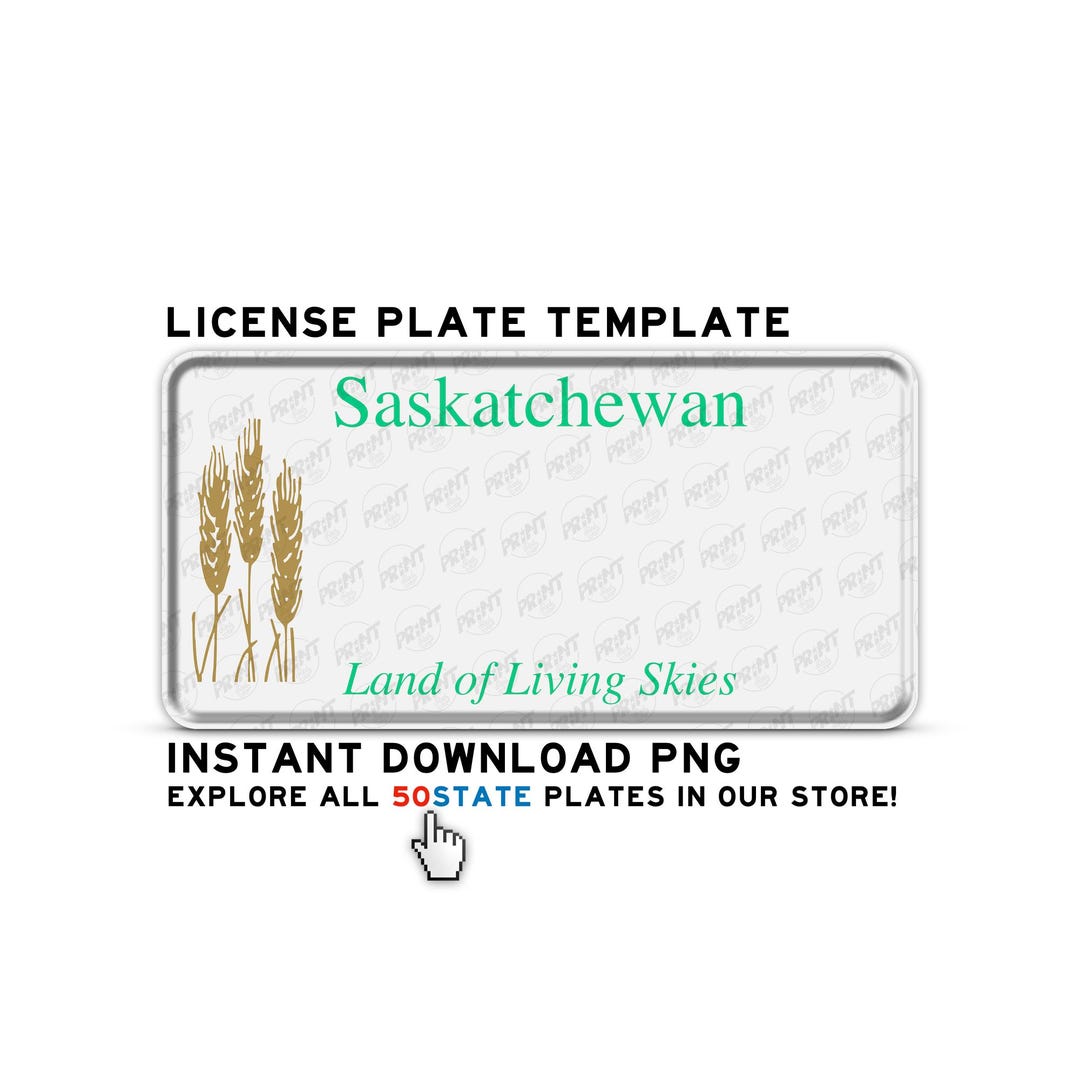 SASKATCHEWAN SK License Plate Template: Custom Wall Art, Car Sticker ...