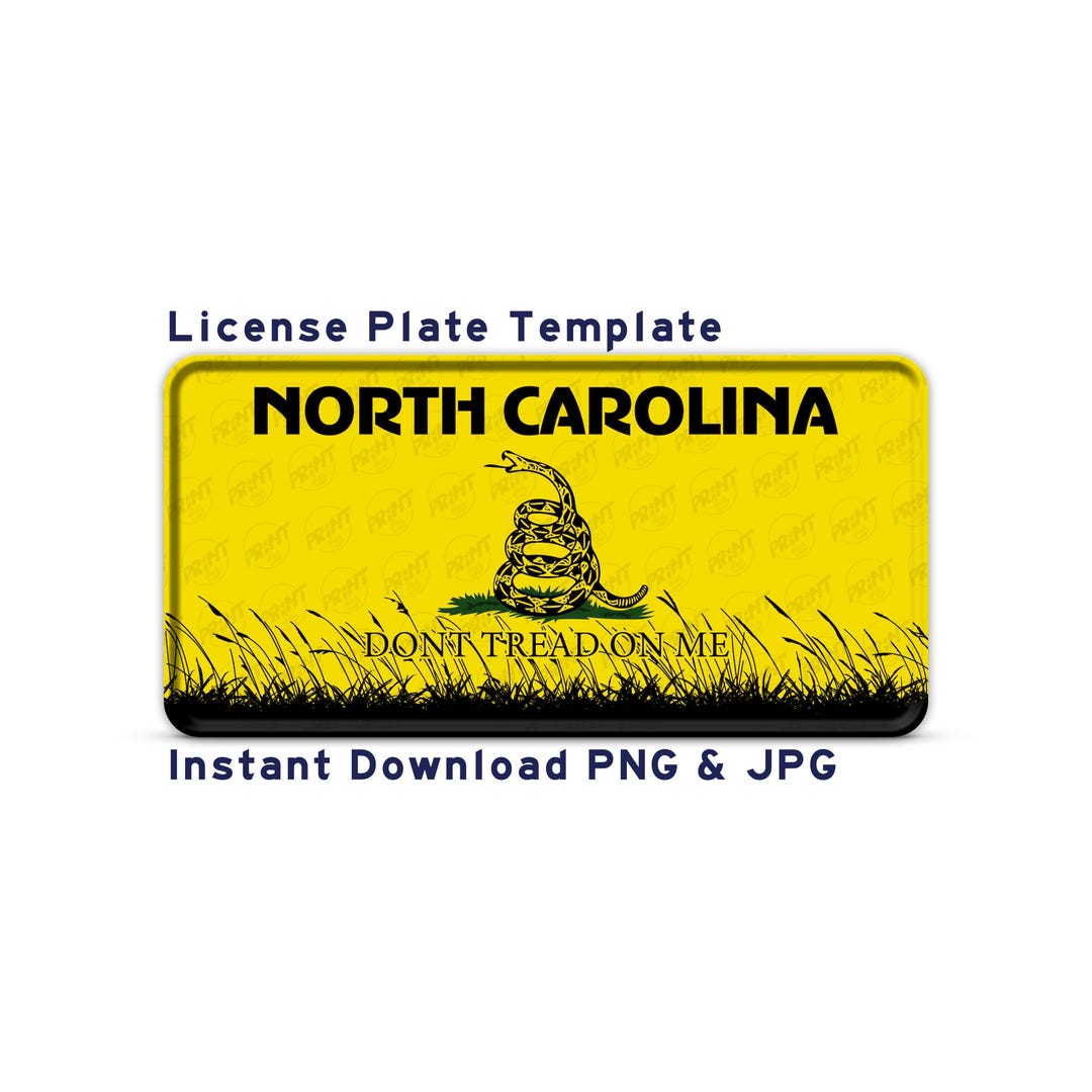 Dont Tread on Me NORTH CAROLINA Gadsden Flag Custom License Plate PNG ...