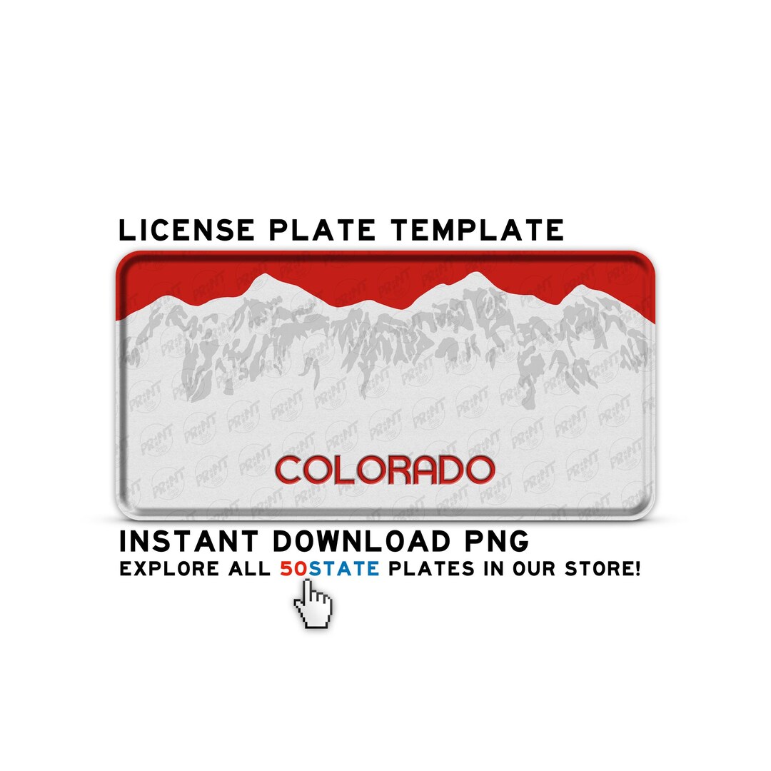 COLORADO CO License Plate PNG Template, Mountain Design (digital ...