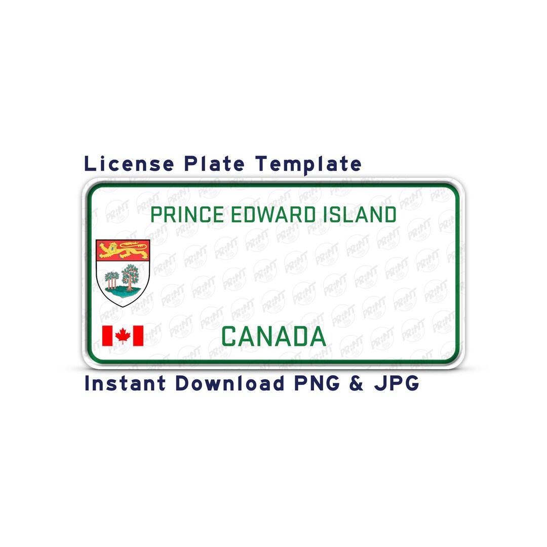PRINCE EDWARD ISLAND License Plate Png Digital Download – Printable ...