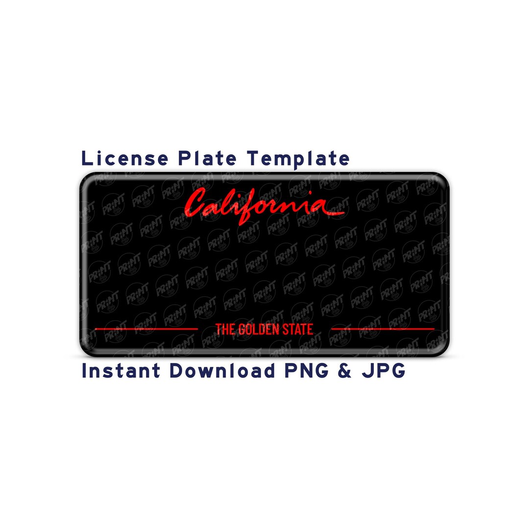 CALIFORNIA Custom License Plate PNG Digital Download, Custom Vanity ...