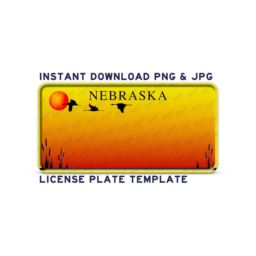NEBRASKA Custom License Plate PNG Digital Download – Printable Stickers ...