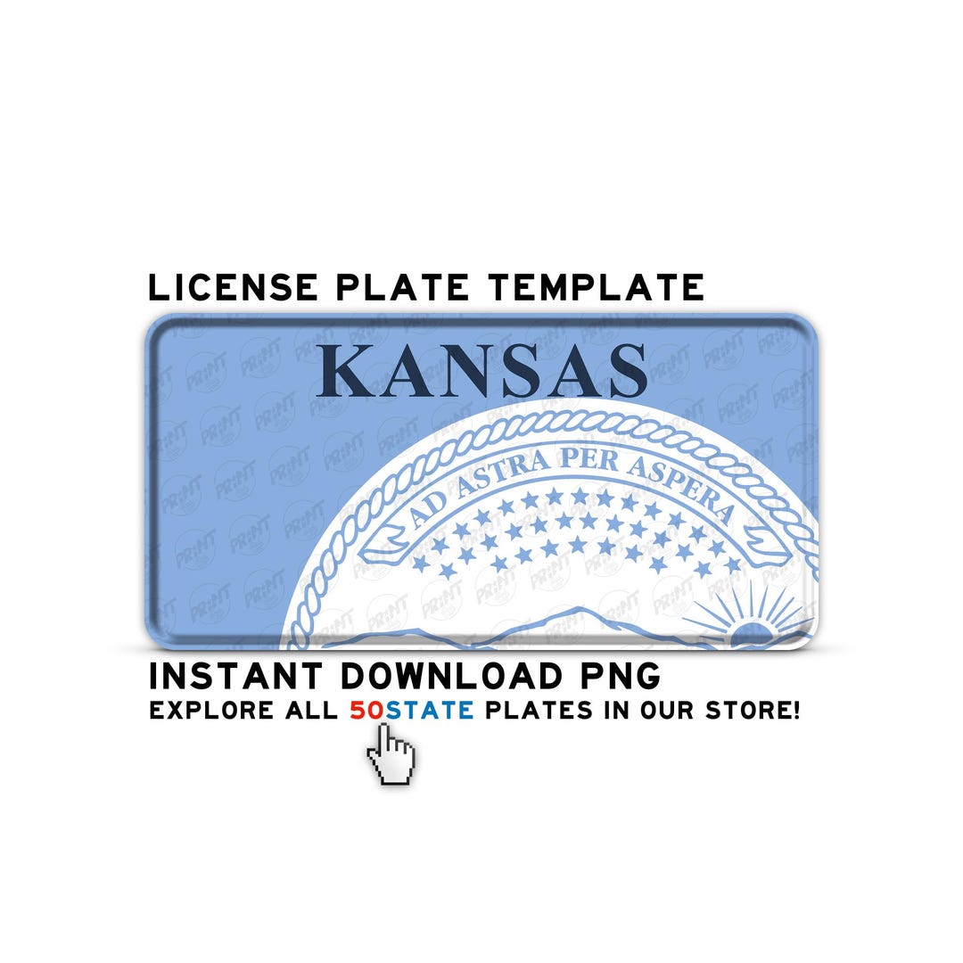 KANSAS KS License Plate PNG Template: Travel Decor Design (instant ...