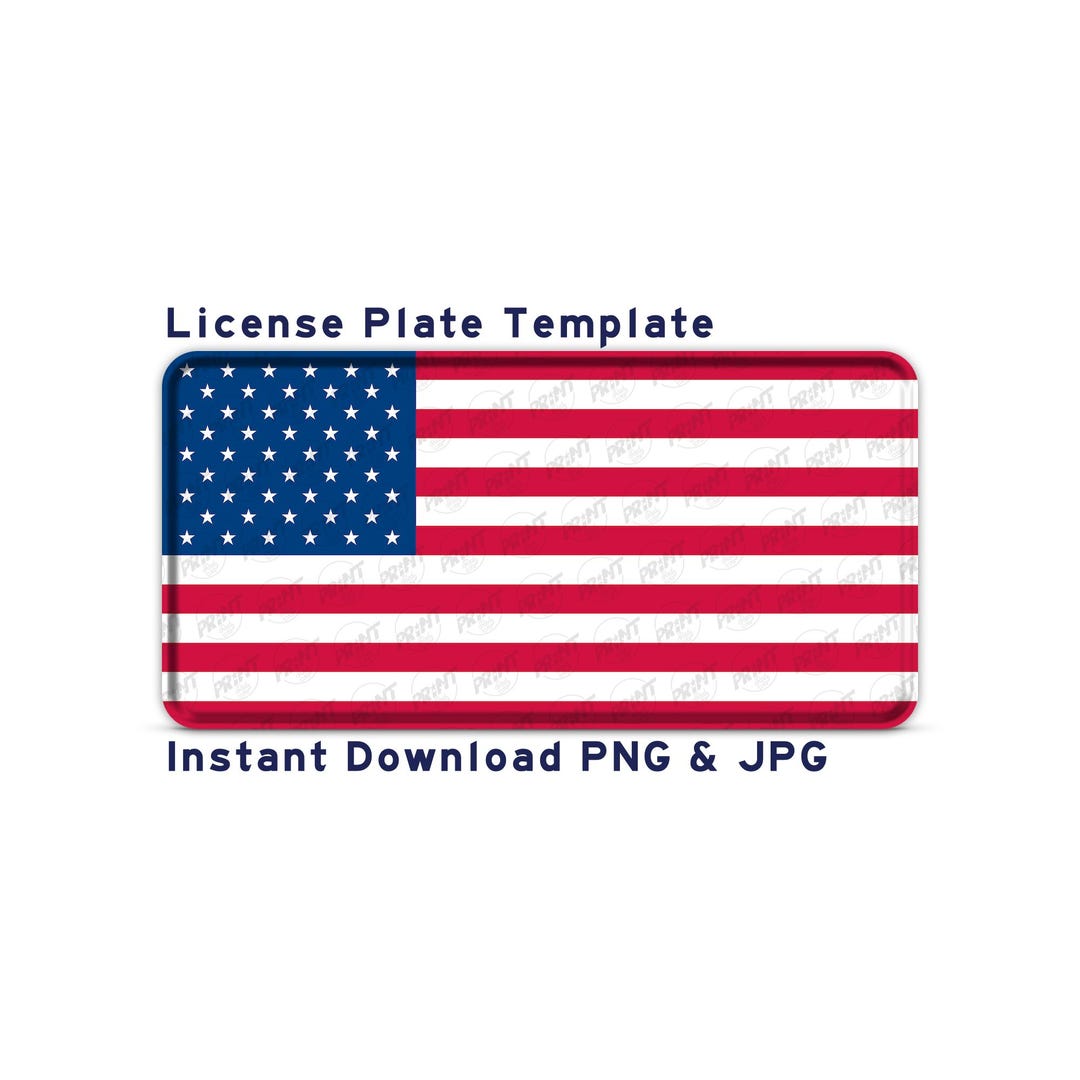 American Flag License Plate PNG: Custom Sublimation Design (digital ...
