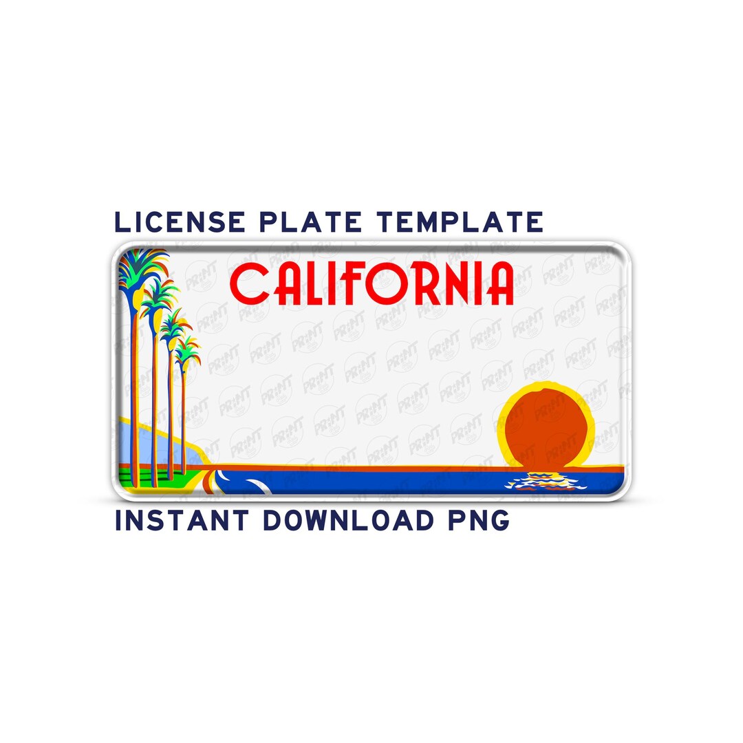 CALIFORNIA Custom License Plate PNG Digital Download – License Plate ...