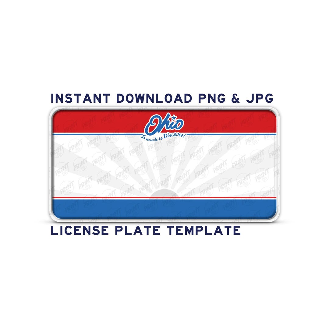 OHIO License Plate Digital Download, Custom Car Plate PNG JPG ...