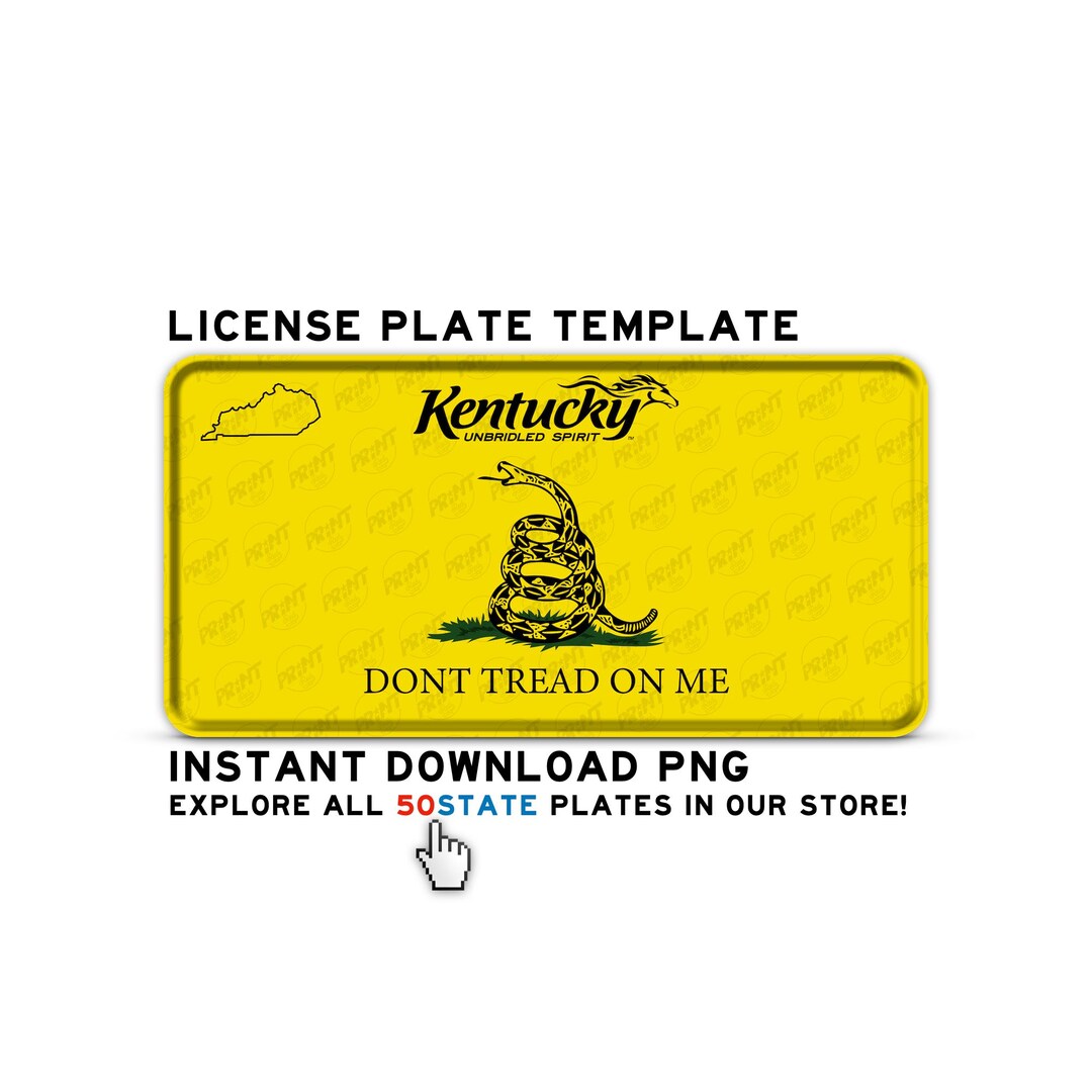 Kentucky Gadsden Flag License Plate: Patriotic PNG (digital Download ...
