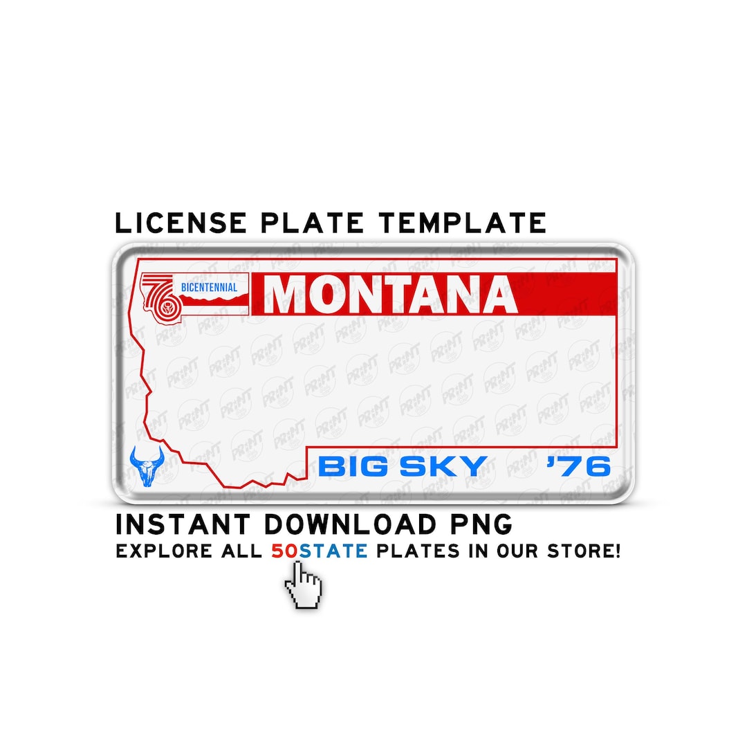 MONTANA MT License Plate PNG Template: Editable Car Decal - Digital ...