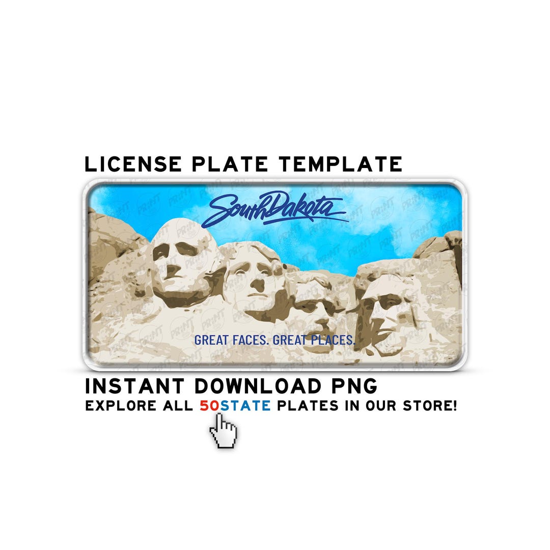 SOUTH DAKOTA SD License Plate Design: Customizable Png - Printable Art ...