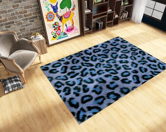 Blue Leopard Carpet - Etsy