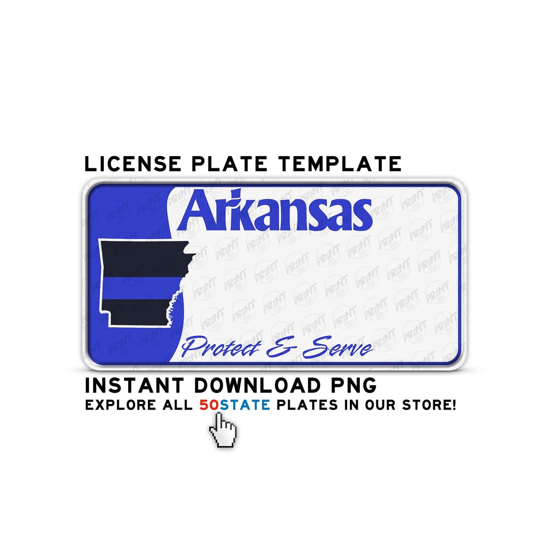 ARKANSAS AR License Plate Template: Digital PNG Download (editable) - Etsy