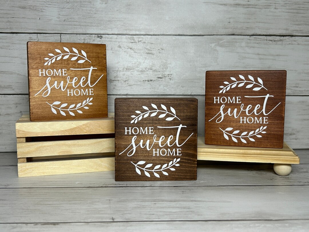 Mini Wood Block/wood Block/tier Tray Wood Block/home Decor/home Sweet ...